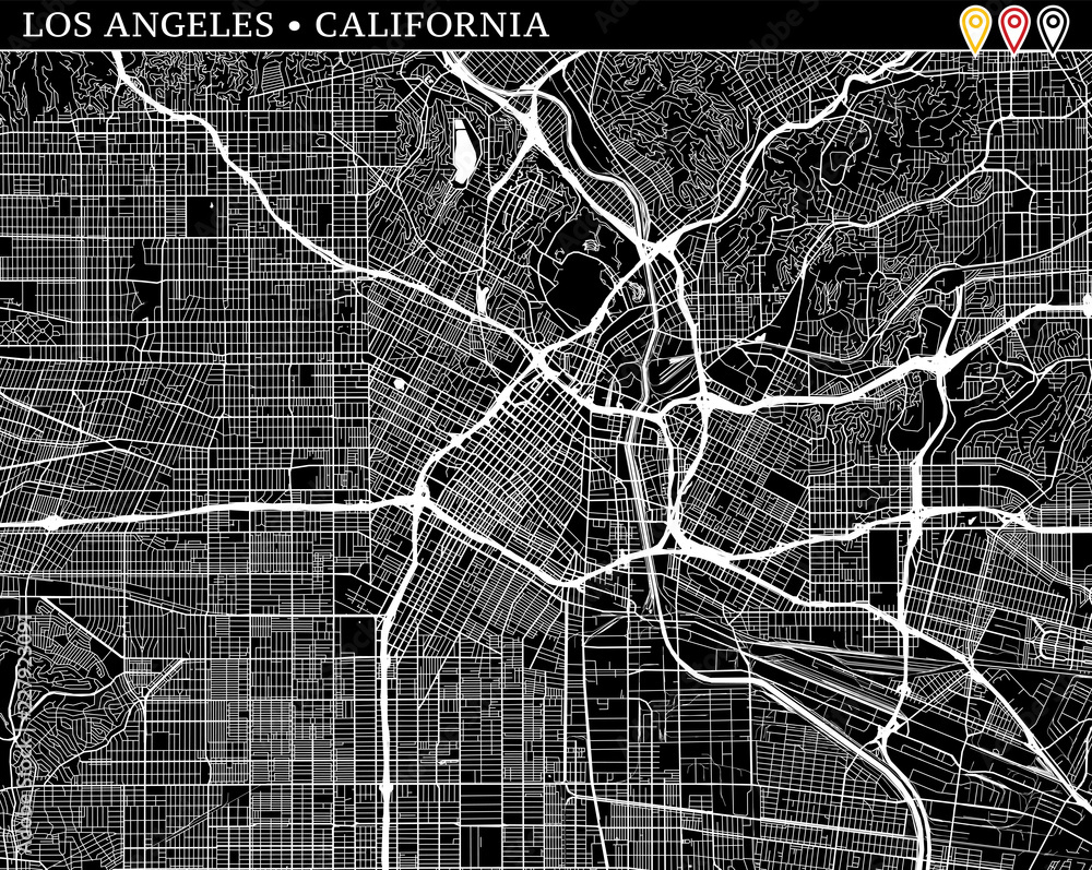 Simple map of Los Angeles, California Stock Vector | Adobe Stock