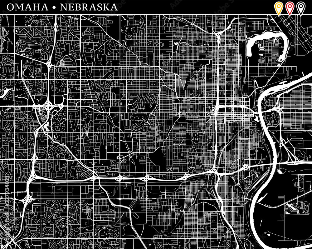 Simple map of Omaha, Nebraska Stock Vector | Adobe Stock