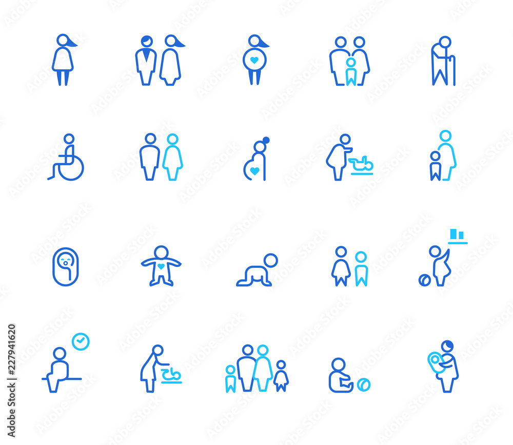 People icons, simple line set Stock Vector | Adobe Stock