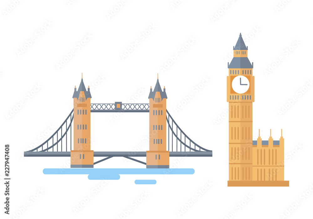 Tower Bridge Big Ben London Vector Illustration Stock Vector | Adobe Stock