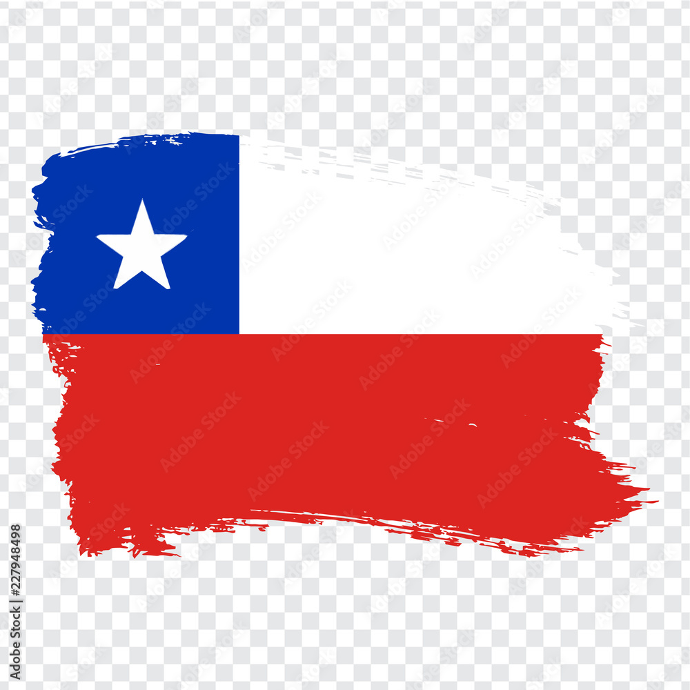 Flag Chile, brush stroke background. Flag of Chile on transparent ...