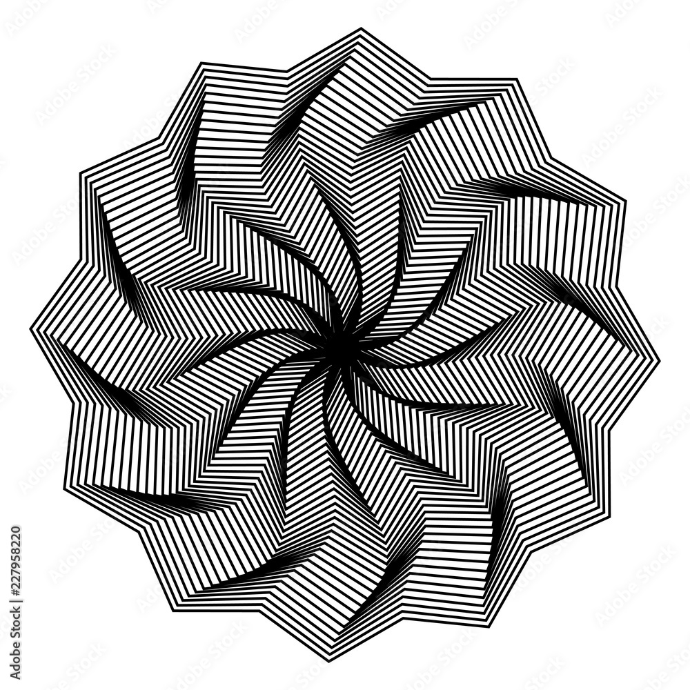 Abstract black and white circular pattern. Geometric pattern with ...