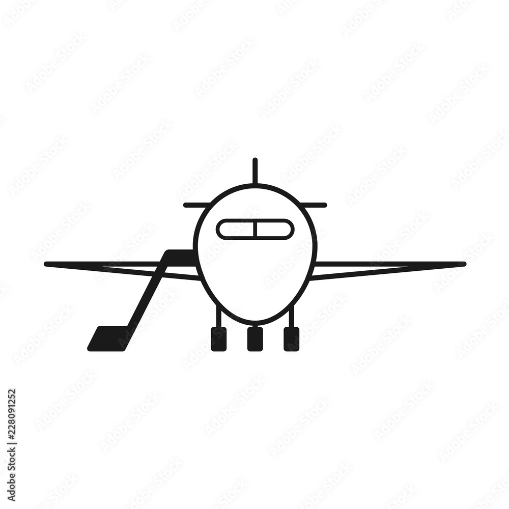 Aircraft front view outline icon. Clipart image isolated on white ...