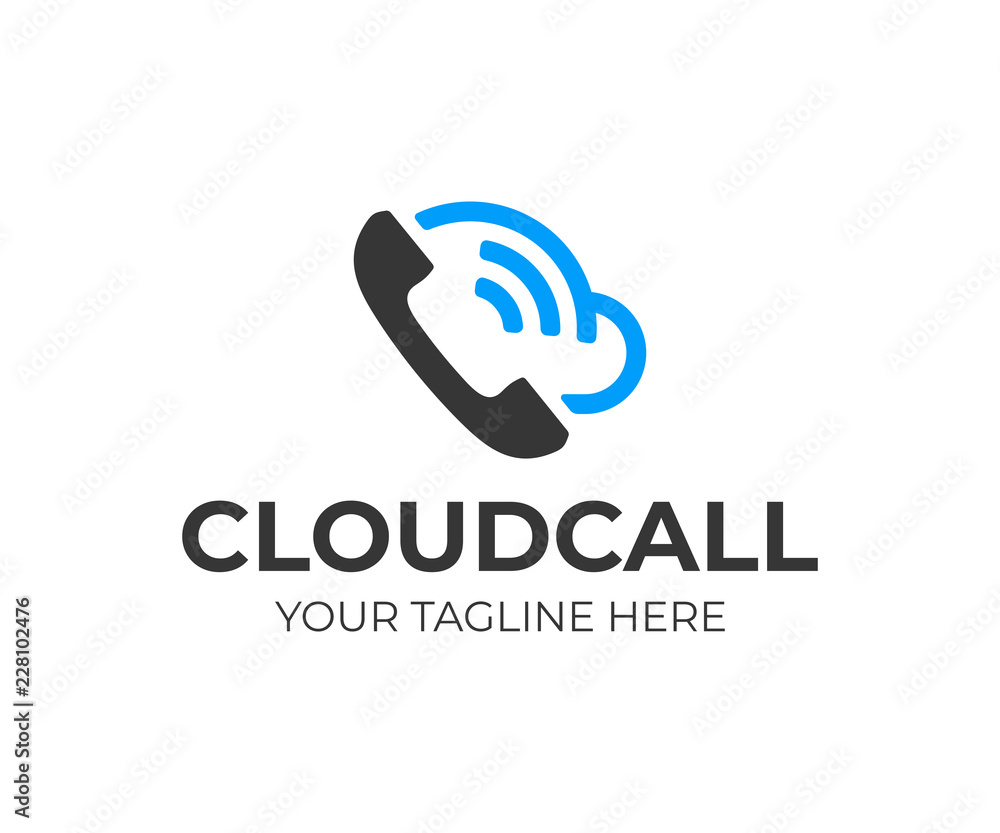 Cloud phone system logo design. Mobile cloud computing vector design ...