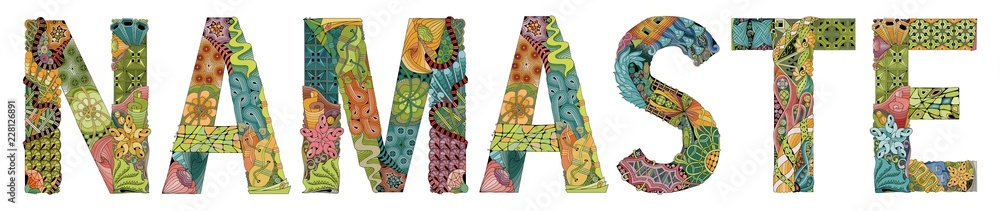 Word NAMASTE. Vector decorative zentangle object for decoration Stock ...