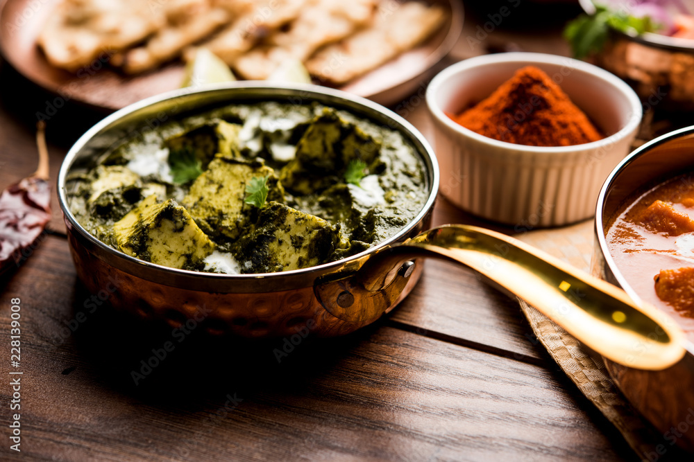Indian Lunch / Dinner main course food in group includes Paneer Butter ...