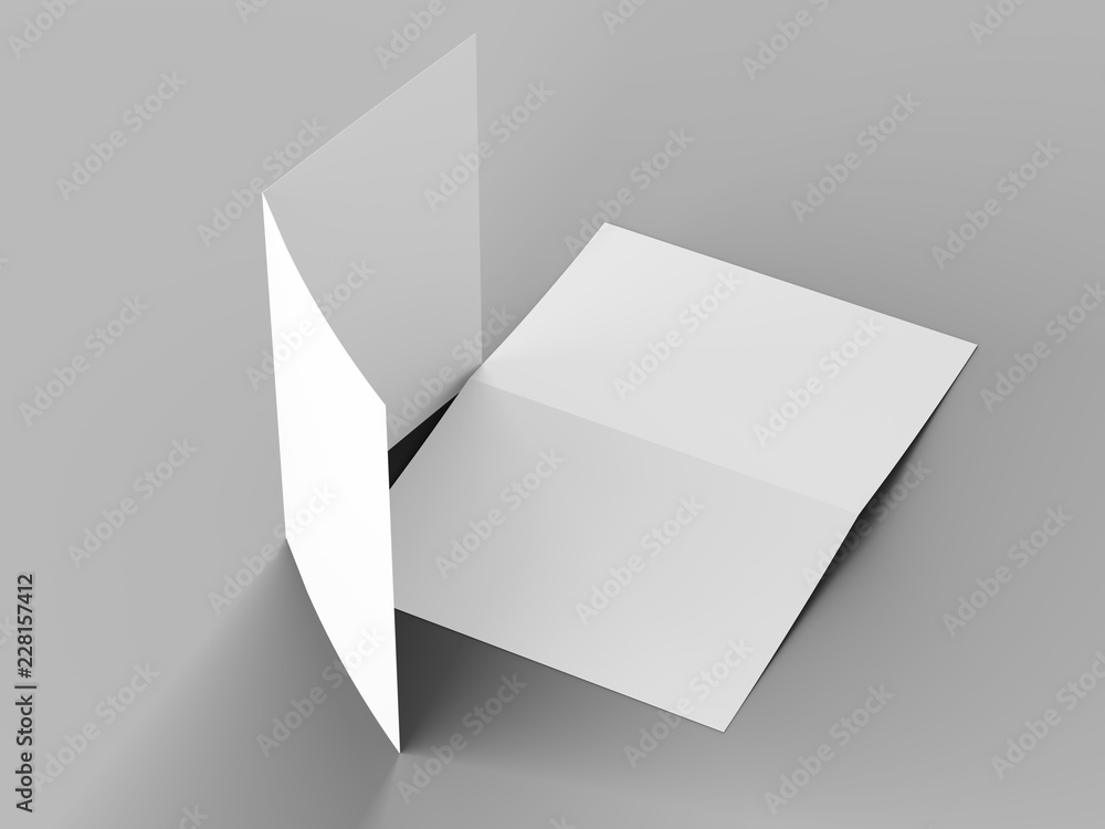 open fold brochure mock up - 3d illustartion Stock Illustration | Adobe ...