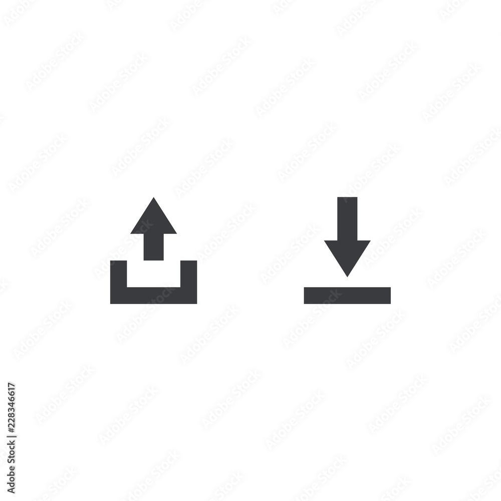 Export and import file icons. Upload, download sign. Share document ...