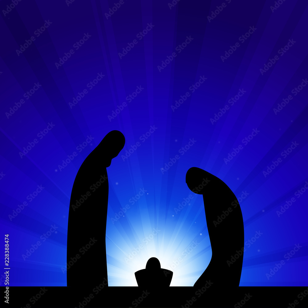 Escena De Navidad El Niño Jesús Con La Virgen María Y José En El