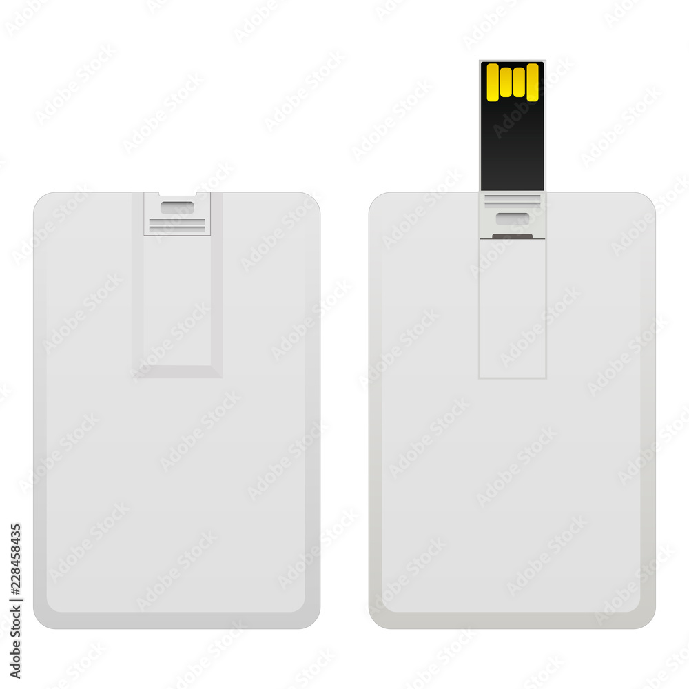 Blank wafer usb flash card mock up isolated on white background ...