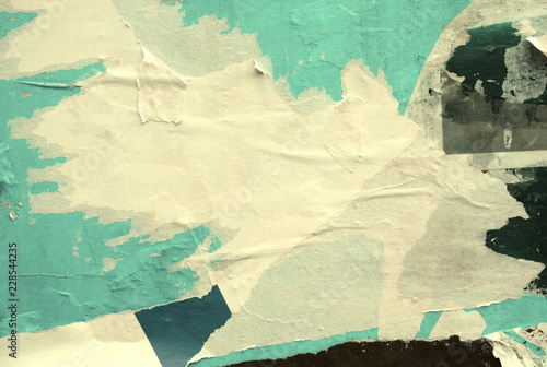 Old grunge ripped torn vintage collage posters creased crumpled paper ...