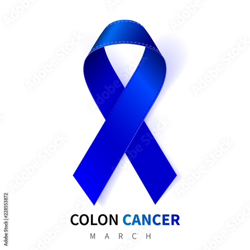 Colorectal, Colon Cancer Awareness Month. Realistic Dark Blue ribbon ...