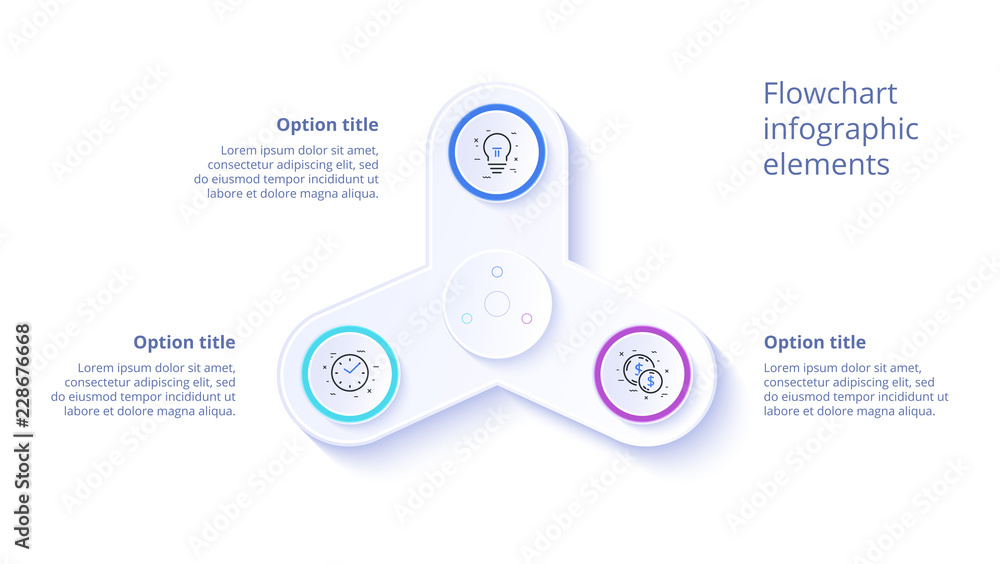Business process chart infographics with 3 step segments. Circular ...