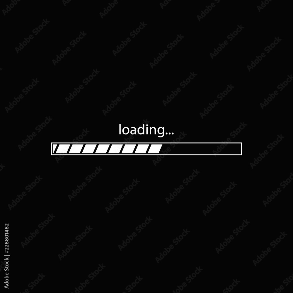 Loading bar. Progress bar. Loading sign. Black background. Vector ...