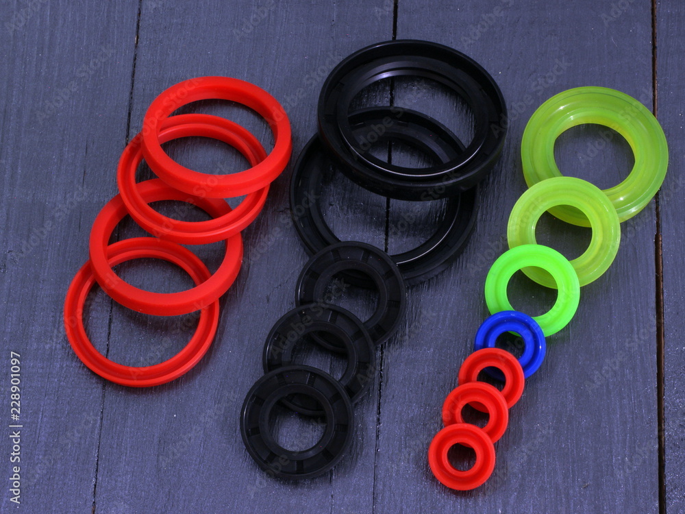 hydraulic rubber and polyurethane stuffing boxes Stock Photo | Adobe Stock