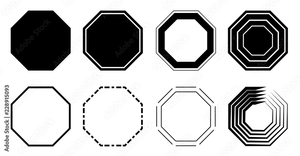 Octagon icon pack. Geometry octagonal eight sided polygon octagon line ...