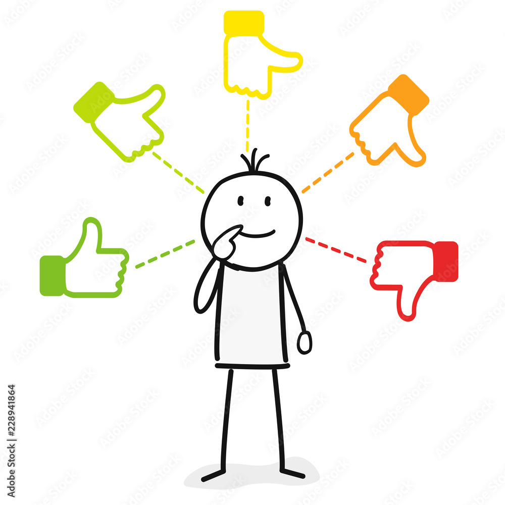 Vector de Stock Strichmännchen / Bewertung / Meinung / Umfrage / Daumen ...