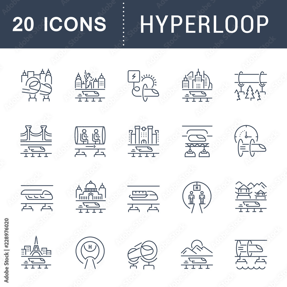 Set Vector Line Icons of Hyperloop. Stock Vector | Adobe Stock