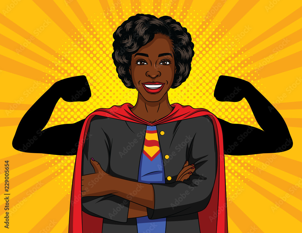 Vector color illustration of successful African American business woman ...