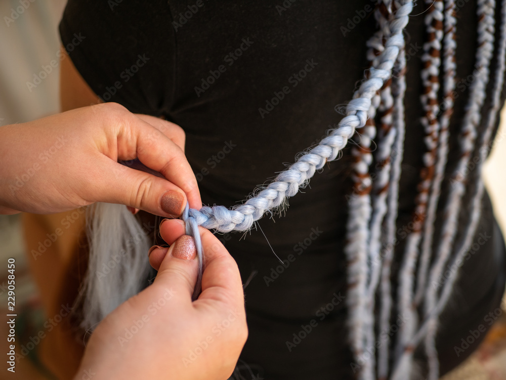 Girl head with braids from kanekalon material, creative hairstyle with ...