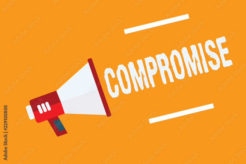 Conceptual hand writing showing Compromise. Business photo text Come to ...