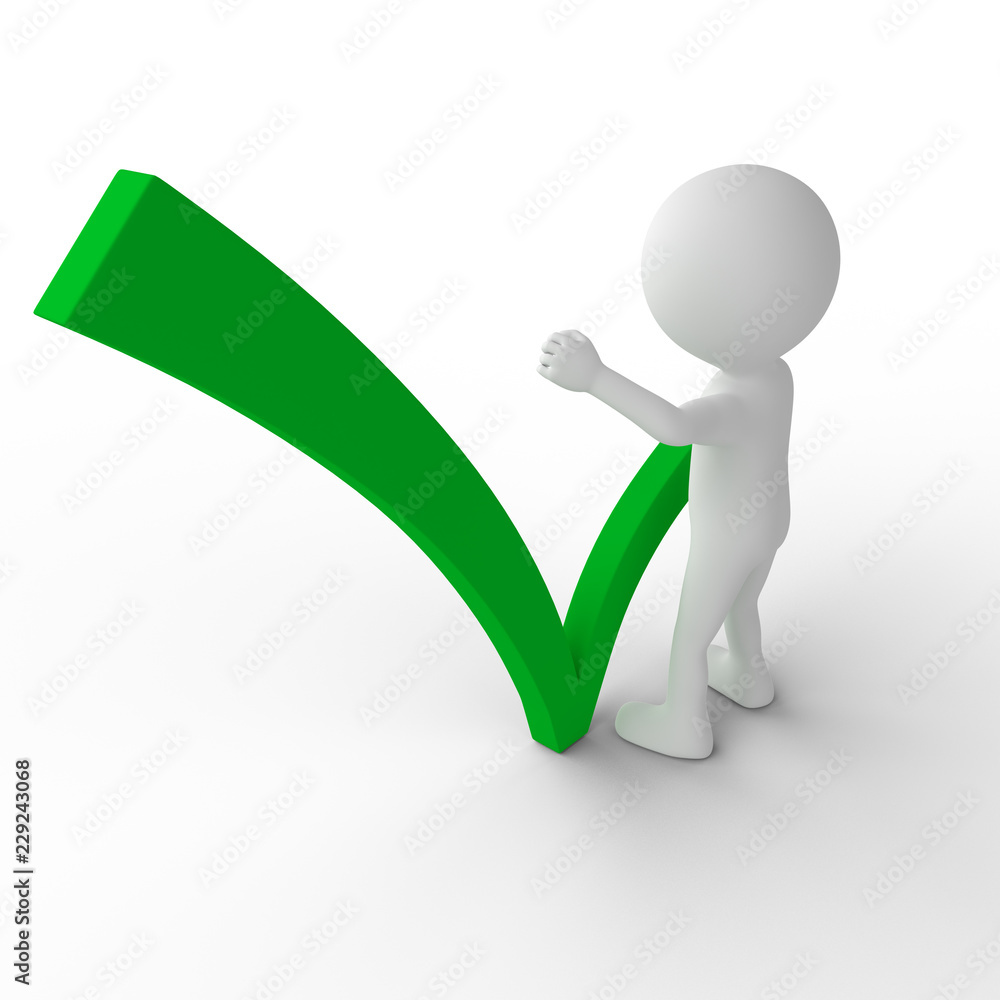 Stick figure with green check mark Stock Illustration | Adobe Stock
