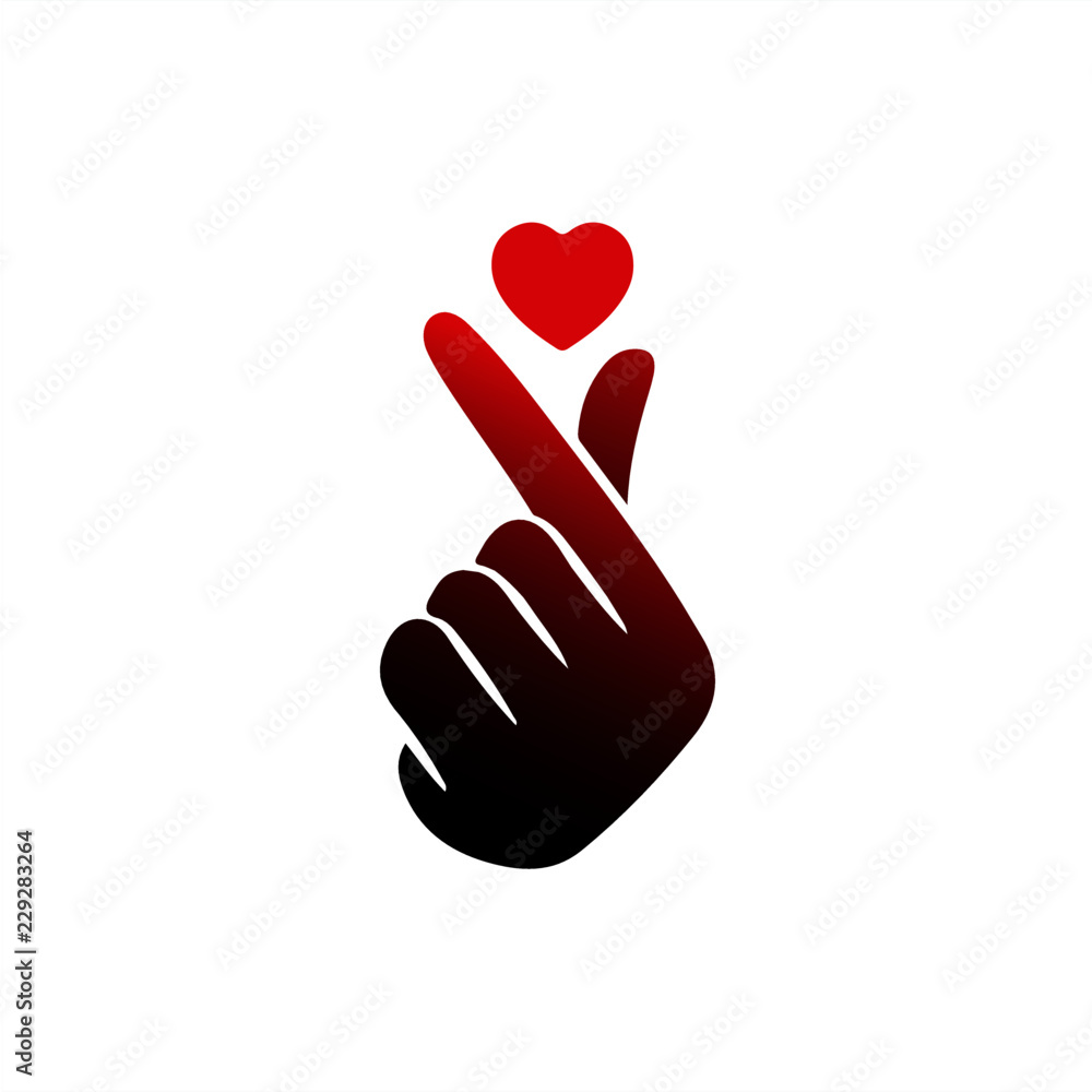 Korean Finger Heart "I Love You" Hangul Vector illustration. Korean ...