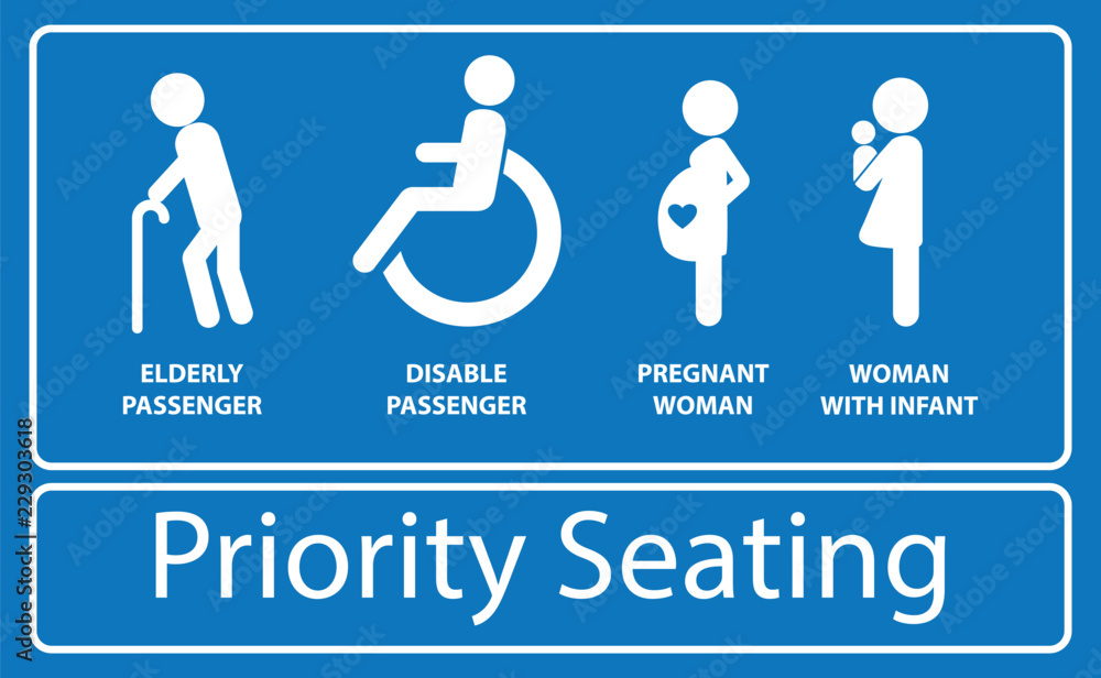 Priority seat sticker. using in public transportation, like bus, train ...