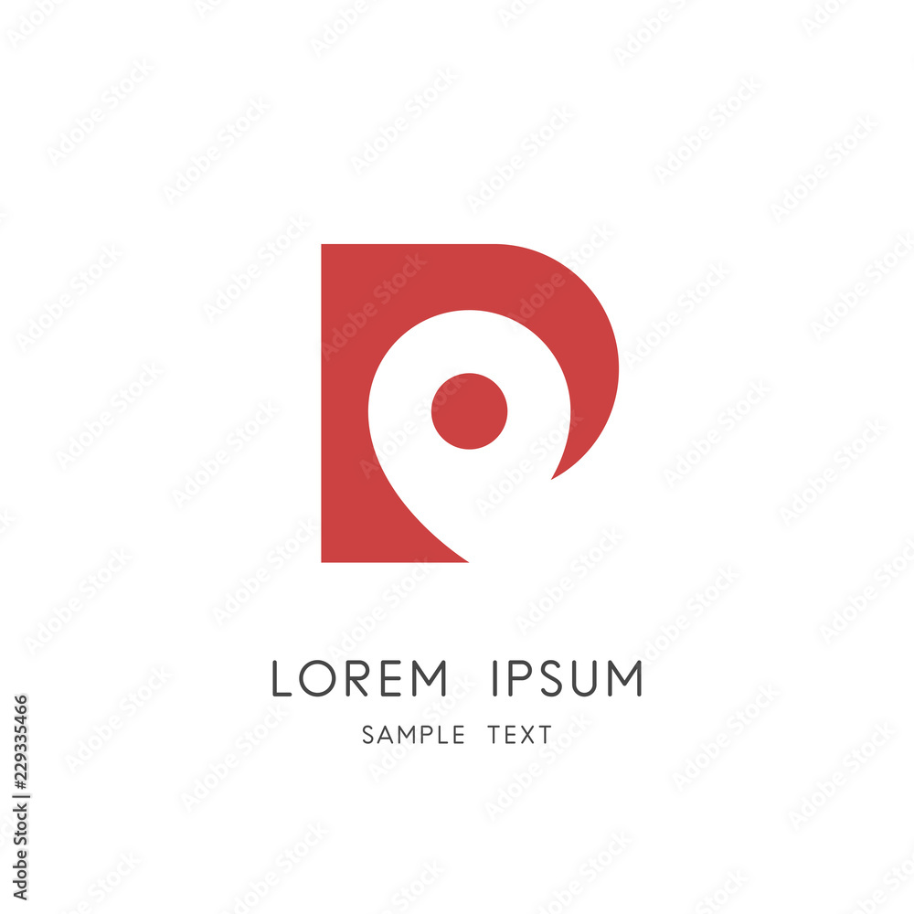 Place pointer and position logo - P letter and address symbol ...