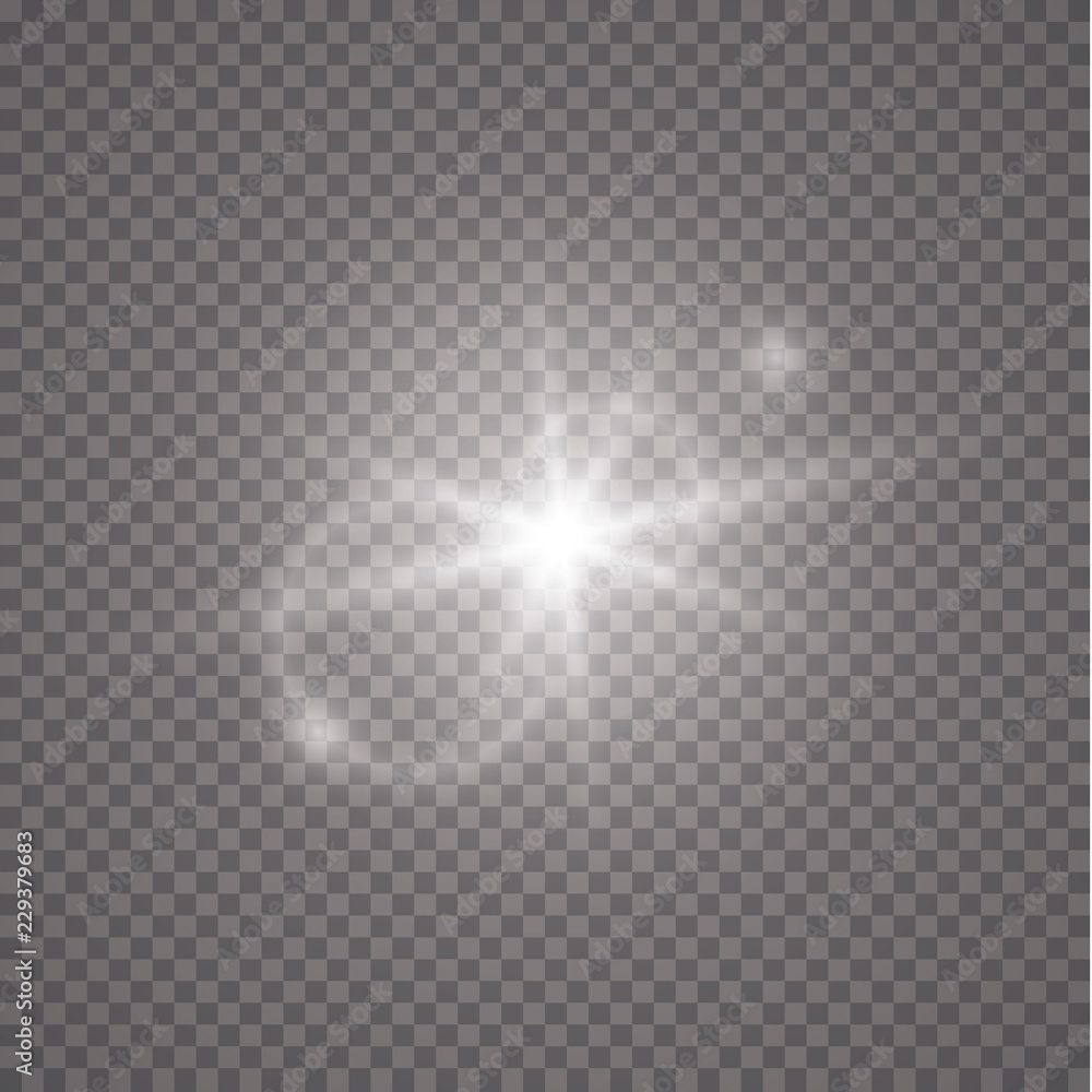 Sun flash with rays and spotlight. Vector transparent sunlight special ...