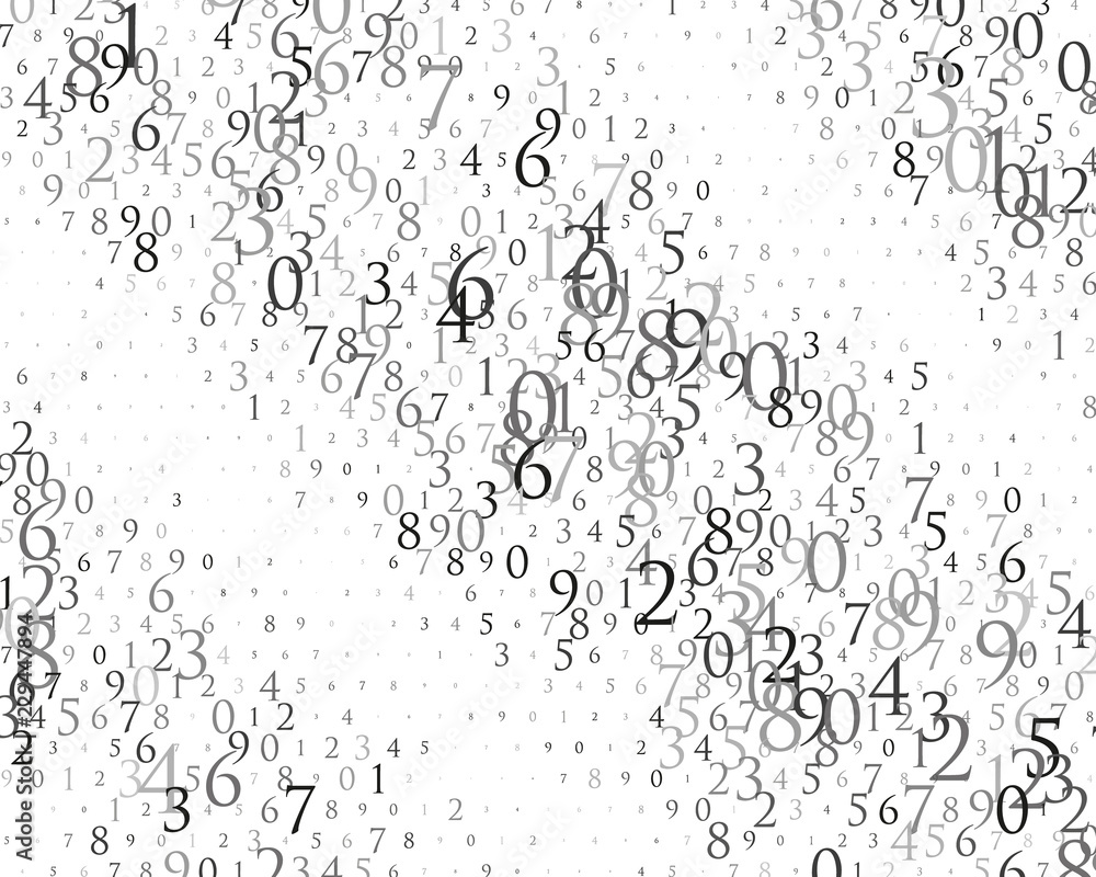 Random Numbers 0 And 9 Background In A Matrix Style Binary Code Pattern With Digits On Screen
