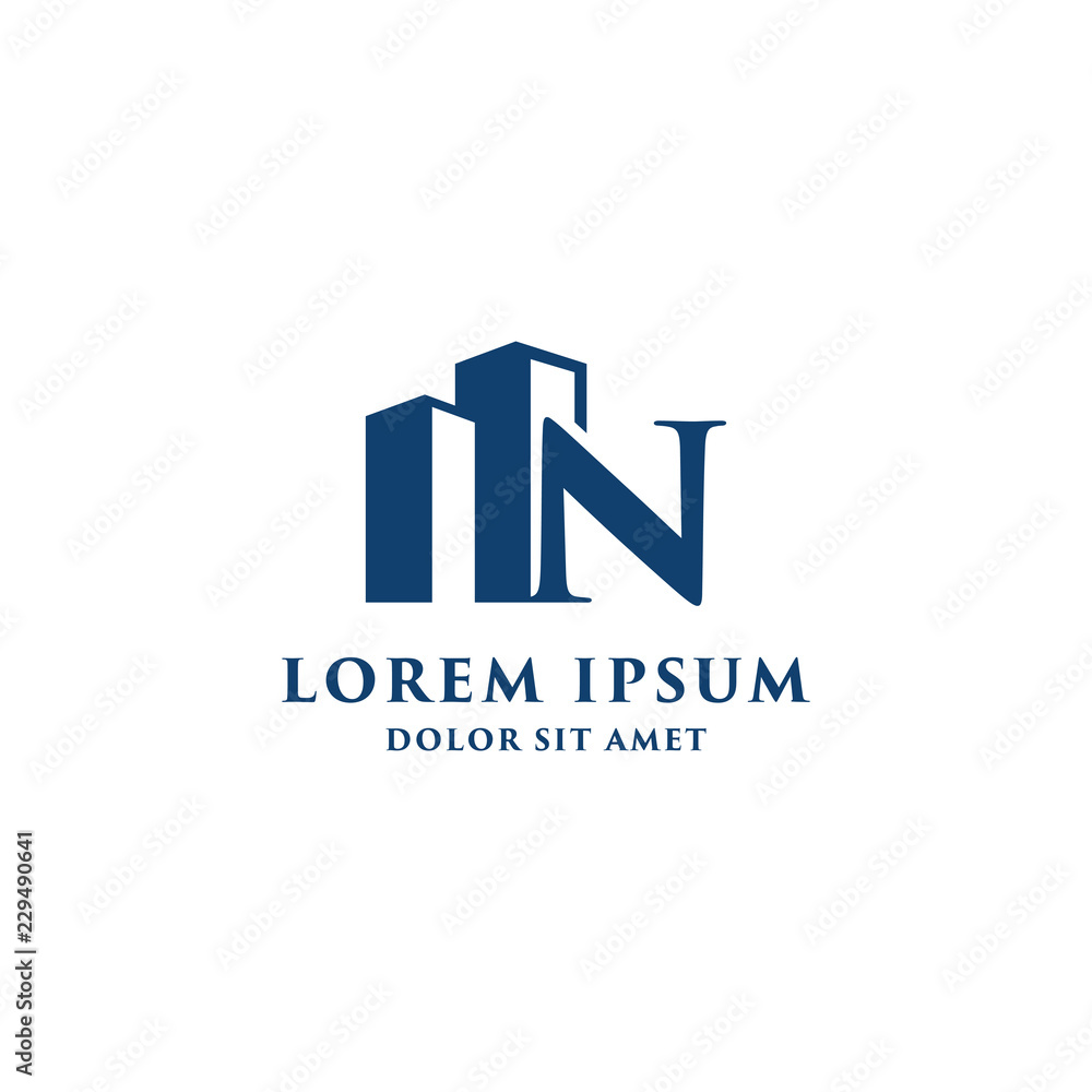 Letter N Building Logo Design Template Stock Vector | Adobe Stock