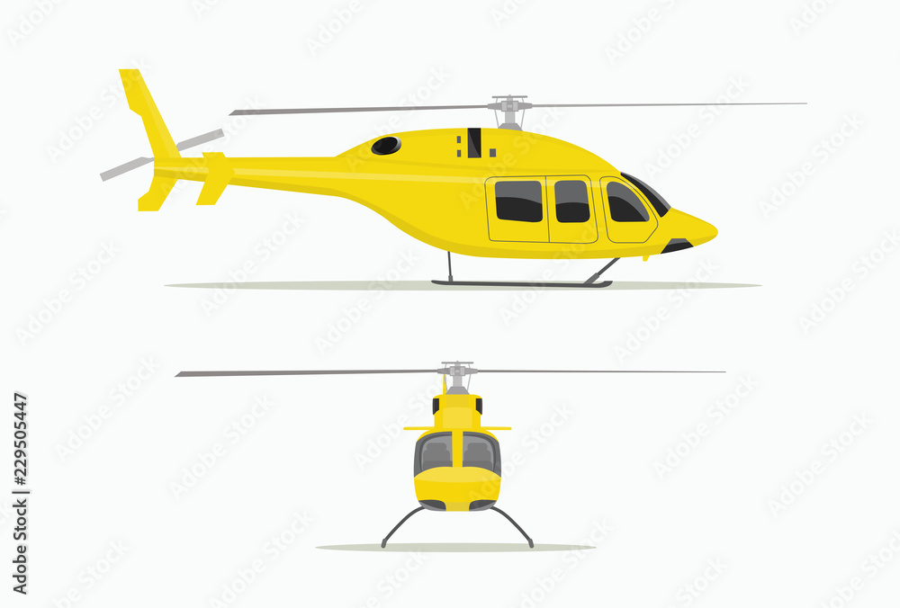 Helicopter isolated. Front and side view. Vector flat style ...