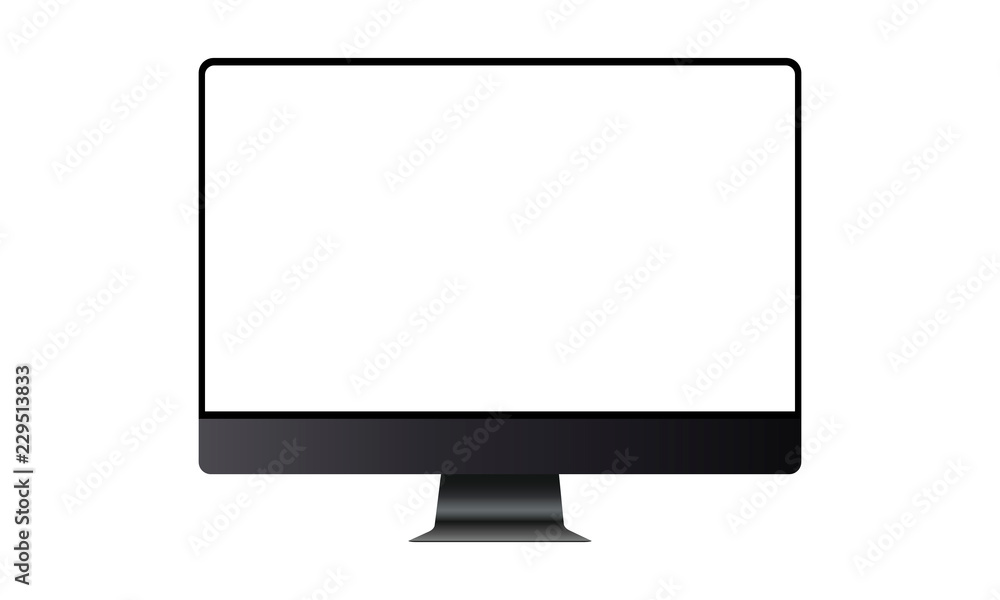Computer monitor black mock up with blank frameless screen - front view ...