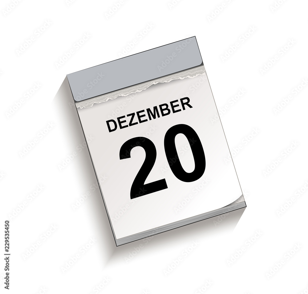 Kalender Dezember 20, Kalender, Abreißkalender mit Datum 20 Dezember ...