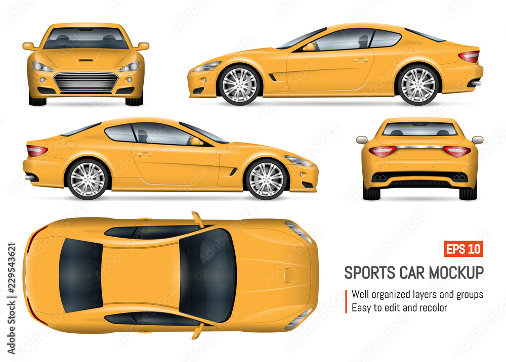 Car vector mockup on white background for vehicle branding, corporate ...