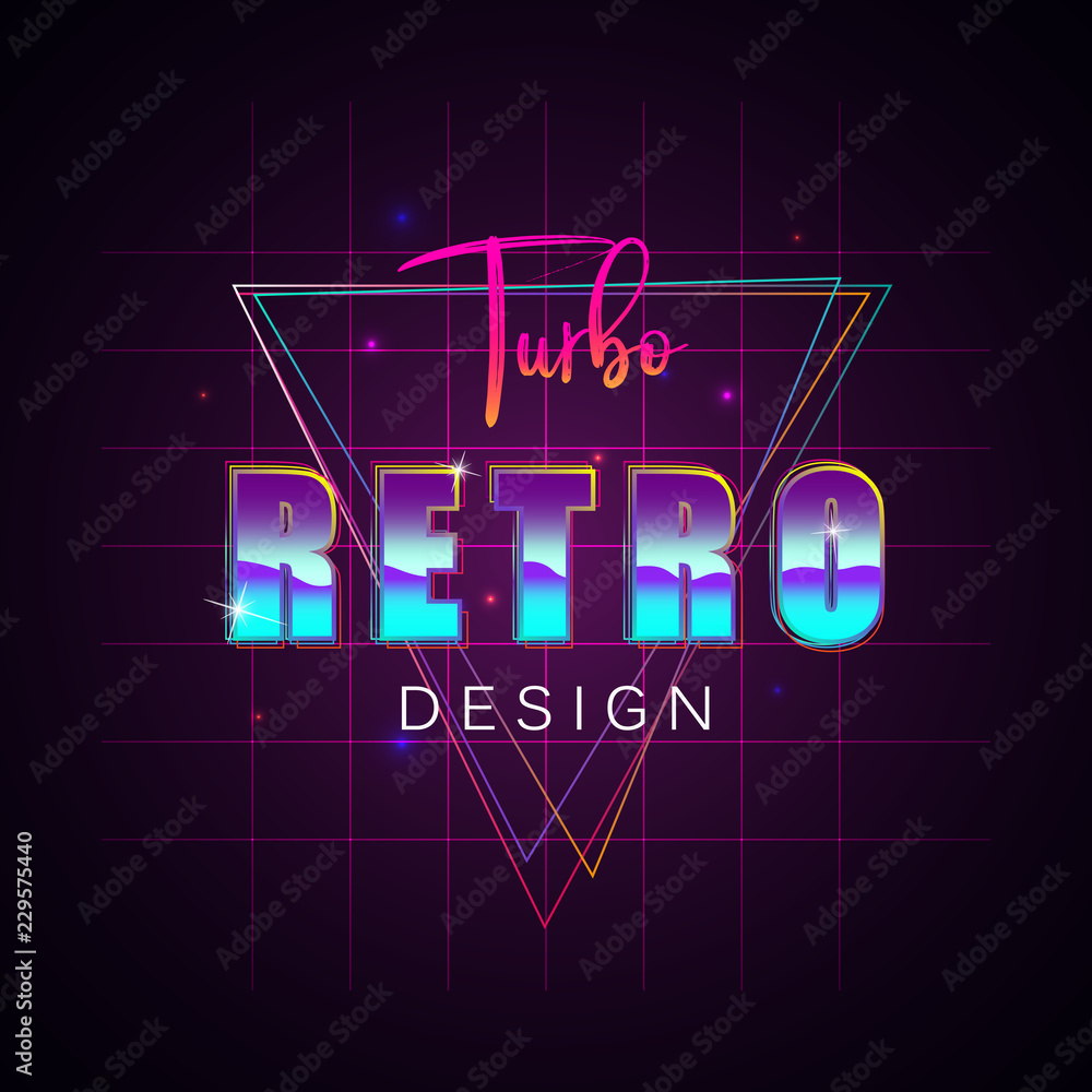 80s Retro Sci-Fi Background. Vector futuristic synth retro wave ...