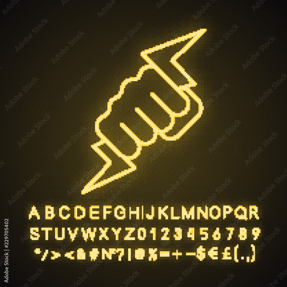 Hand holding lightning bolt neon light icon Stock Vector | Adobe Stock