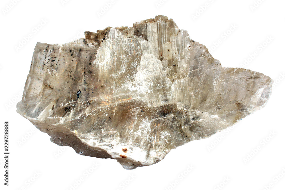 Rough muscovite mica stone isolated on white background, natural ...
