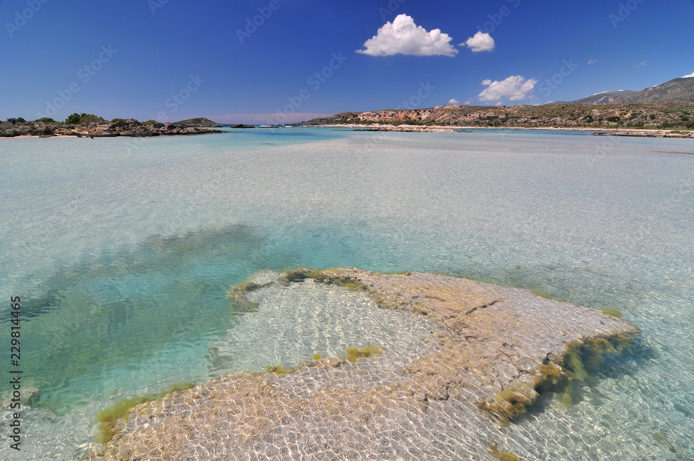 Elafonisos beach on the south-west coast of Crete island in Greece ...