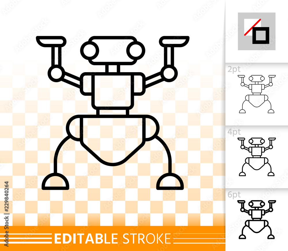 Robot Ant simple black line vector icon Stock Vector | Adobe Stock