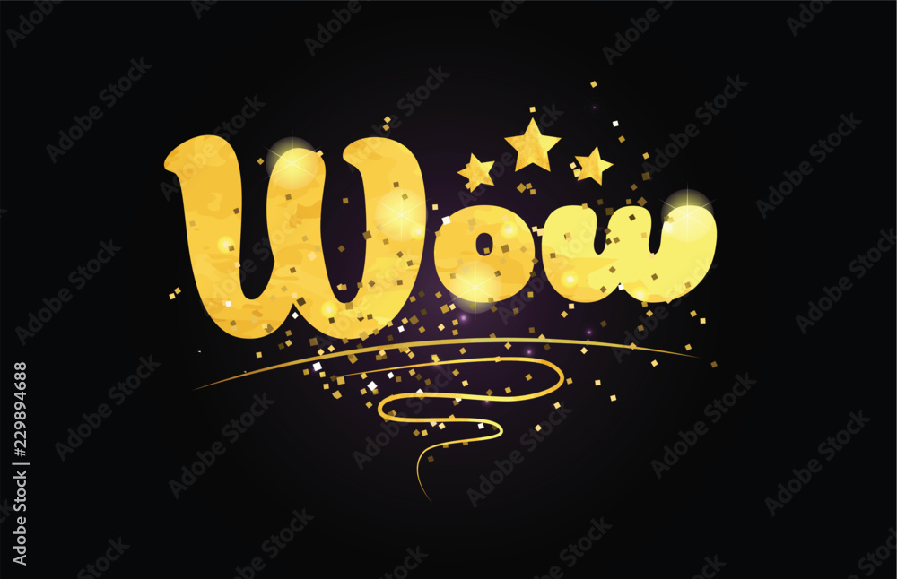 wow star golden color word text logo icon Stock Vector | Adobe Stock