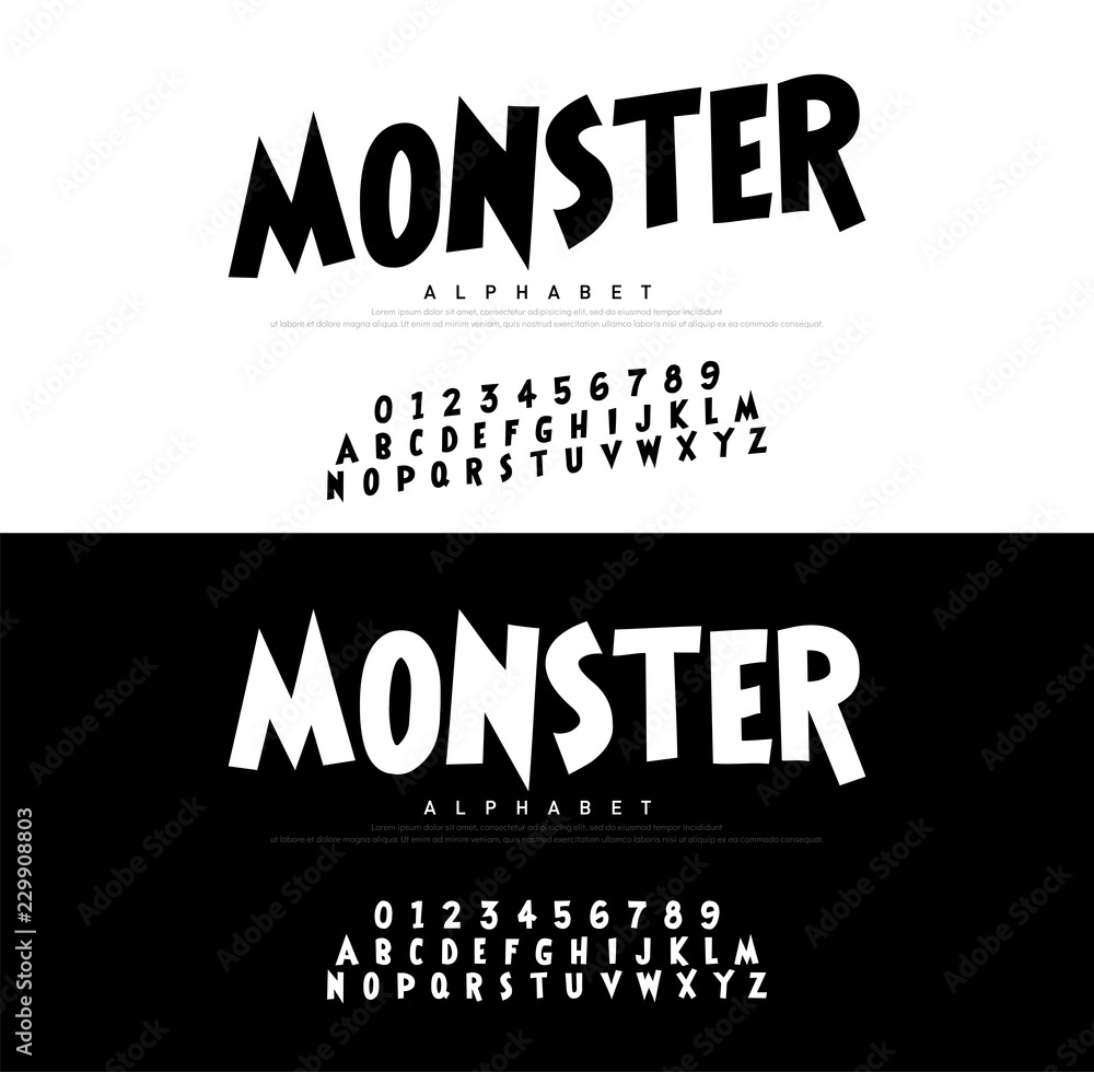 Monster Cartoon Alphabet Scary Typeace. Typography comic style font set ...