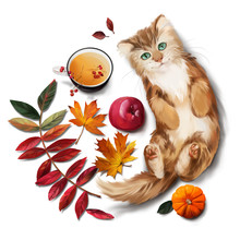 Watercolor Autumn Cat Free Stock Photo - Public Domain Pictures
