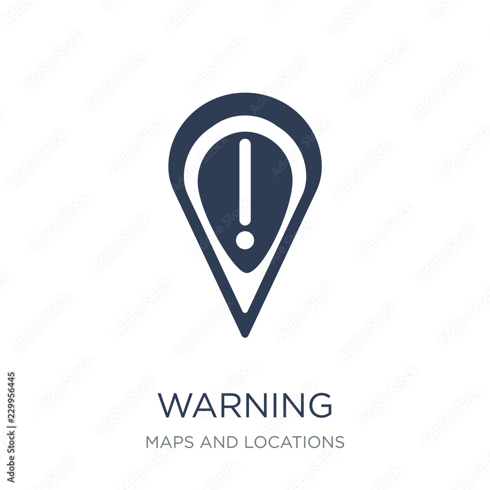 เวกเตอร์ Stock Warning Sign Pin icon. Trendy flat vector Warning Sign ...