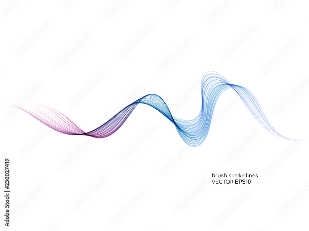 Vector brush stroke colorful curved wave lines isolated on white ...