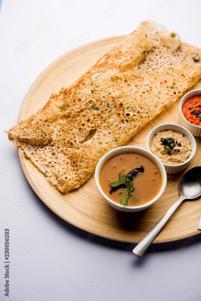 Onion rava masala dosa is a South Indian instant breakfast served with ...