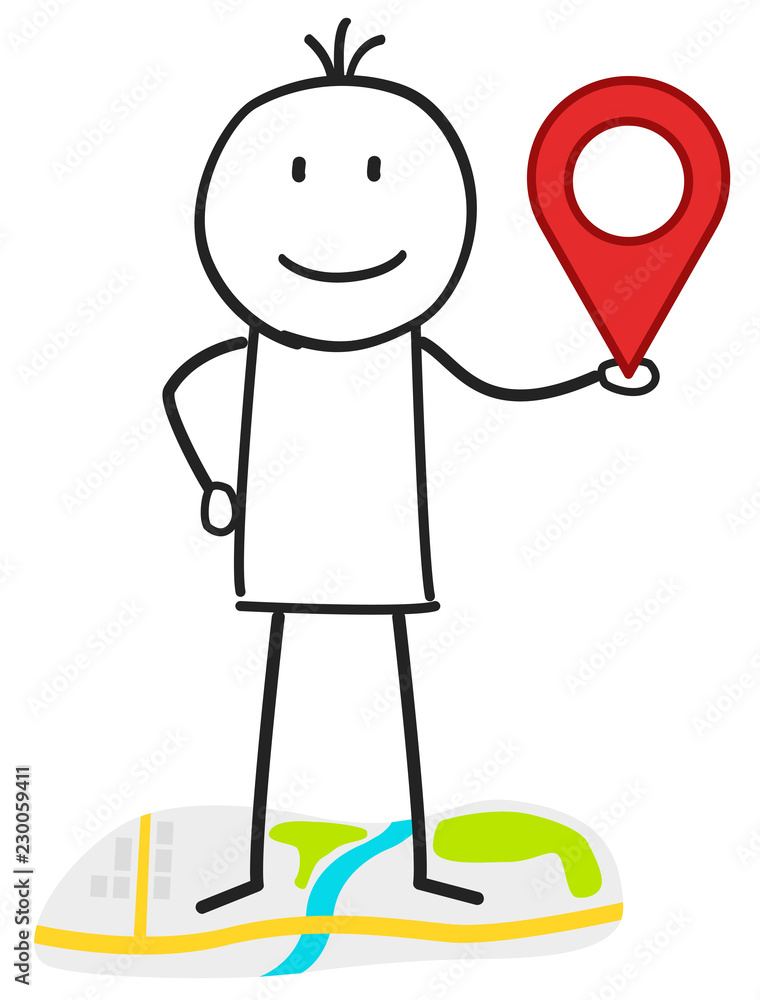 Position / Standort / Zeichen / Strichmännchen / Karte / Landkarte 素材庫 ...