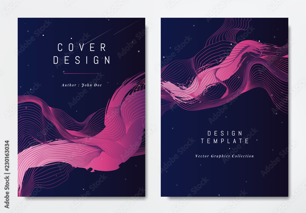 Front and back of book cover template design, abstract pink striped ...