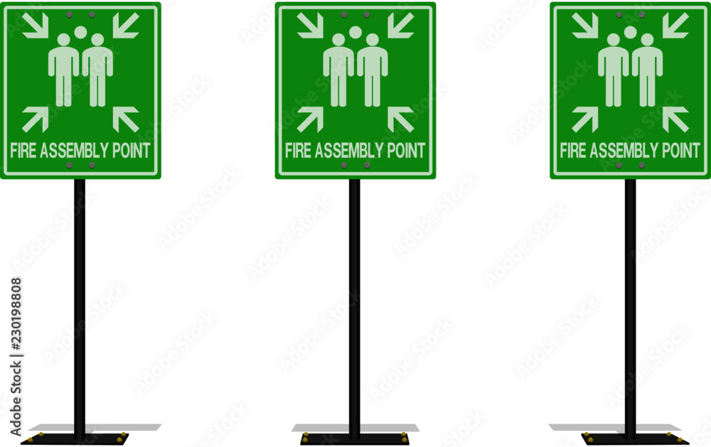 Set of Fire assembly point signpost on transparent background Stock ...